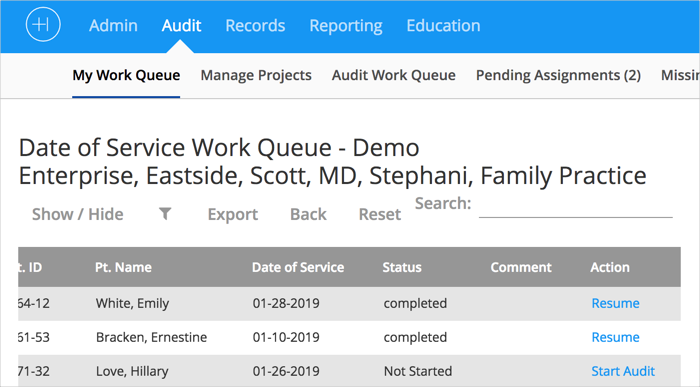 My Work Queue – Healthicity Support