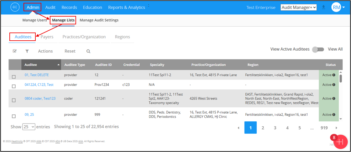 Add Auditees – Healthicity Support
