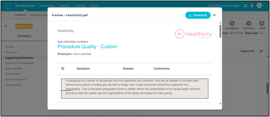Supporting Documents – Healthicity Support