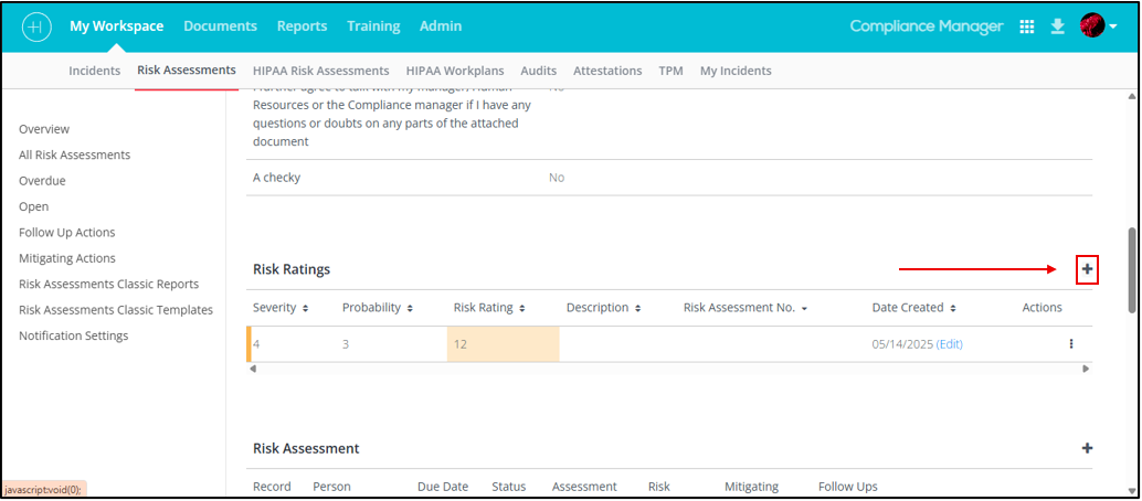 Assign a Risk Assessments Rating – Healthicity Support