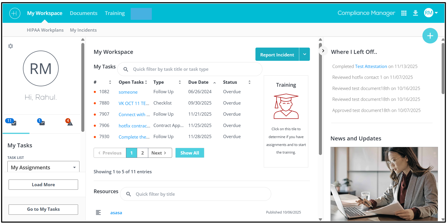 My Workspace Overview for Employee Users – Healthicity Support