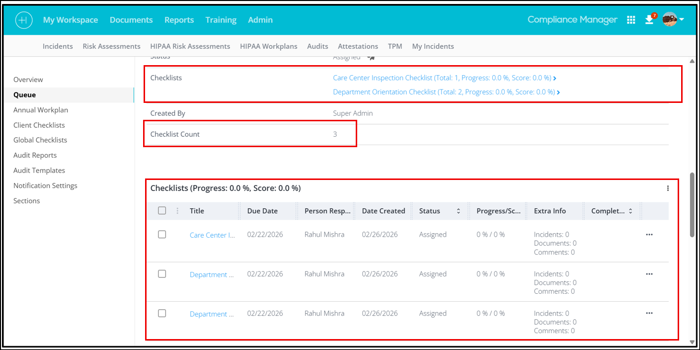 Add a Checklist to an Audit – Healthicity Support